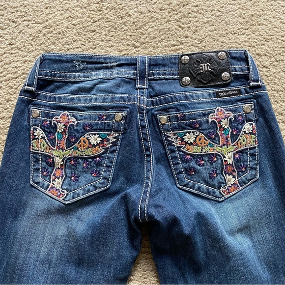 Miss Me | Jeans | Miss Me Hippie Boho Peace Sign Floral Cross ...